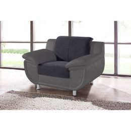 Trendmanufaktur Sessel &raquo;Rondo 3, Loungesessel, Breite 121cm&laquo; wahlweise mit komfortablem Federkern, mit extra breiten Armlehnen grau Luxus-Microfaser 