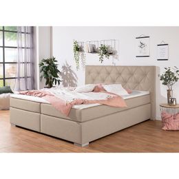 Home Affaire Boxbett &raquo;Tynan&laquo; wahlweise mit Bettkasten, in H2, H3 & H4 erh&auml;ltilich beige Struktur Ohne Bettkasten, Liegefl&auml;che B/L: 180cm x 200cm, kein