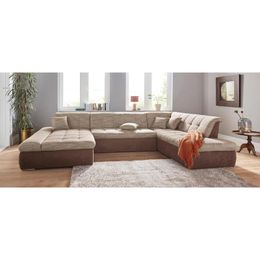 DOMO collection Wohnlandschaft &raquo;PB MORIC wahlweise mit Bettfunktion und Armteilverstellung U-Form&laquo; XXL-Format B/T/H: 353/216/80 cm, feine Steppung, 