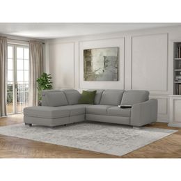 Sit & More sit&more Ecksofa &raquo;Dundee L-Form&laquo; mit Federkern und Edelstahlf&uuml;&szlig;en, wahlweise mit Kopfteilverstellung silber B/H/T: 263cm x 86cm x 219cm, Luxus-