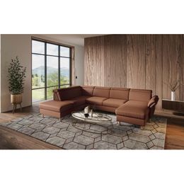 Home Affaire Wohnlandschaft &raquo;Calypso U-Form&laquo; wahlweise mit motorischer Relaxfunktion braun 100%Polyester B/H/T: 334cm x 85cm x 227cm, Luxus-Microfaser