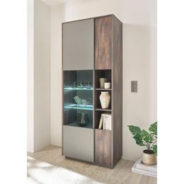 Home Affaire Vitrine &raquo;LARGO&laquo; Soft-Close-Funktion, H&ouml;he ca. 200 cm braun B/H/T: 80cm x 200cm x 40cm, T&uuml;ren: 3 Stk.