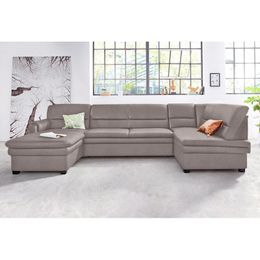Sit & More sit&more Wohnlandschaft &raquo;Pisa U-Form&laquo; mit Federkern, wahlweise mit Schlaffunktion grau Flachgewebe (100% Polyester);Luxus-Microfaser1 (100% Polyester)