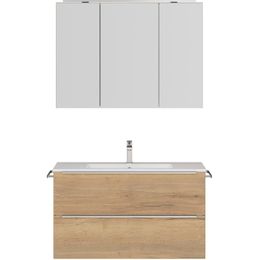 Nobilia Badm&ouml;bel-Set &raquo;Levere&laquo; vormontiert, mit Soft-Close, 2 Stk. tlg. braun B/H/T: 101cmcm x 169cmcm x 48,7cmcm, Griffe chrom