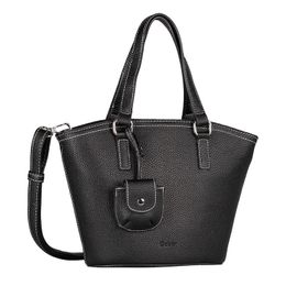 Gabor Damen Shopper &raquo;Layla&laquo; aus genarbtem Lederimitat mit Kontrastn&auml;hten sowie Ziernanh&auml;nger schwarz B/H/T: 30cm x 21,5cm x 11cm