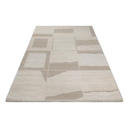 Wecon Home Teppich &raquo;Ingvar&laquo; rechteckig 18 mm H&ouml;he Gewebt, Hoch-Tief, pflegeleicht, kariertes Design, Scandi, Wohnzimmer beige Kunstfaser B : 80cm 1 