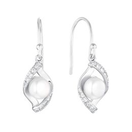 Amor Damen Paar Ohrh&auml;nger &raquo;, 9179466&laquo; mit Zirkonia (synth.) - mit S&uuml;&szlig;wasserzuchtperle wei&szlig; Perlen Silber 925 (Sterlingsilber)