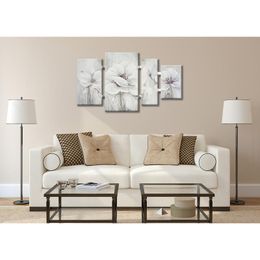 &Ouml;lgem&auml;lde &raquo;handarbeit 4-teilig BLUMEN 70x124 cm &ndash; Wandbild Deko modern&laquo; Blumen Blumenbilder 1 Stk. tlg. handgefertigt, jedes Bild ein Unikat 