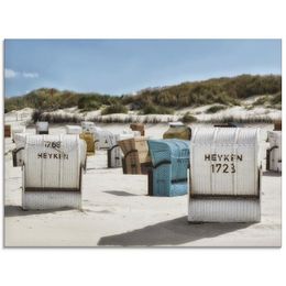 Artland Glasbild &raquo;Ein Tag am Meer&laquo; Strand 1 Stk. tlg. in verschiedenen Gr&ouml;&szlig;en wei&szlig; B/H/T: 80cm x 60cm, Glasbild Strand Querformat, 1 Stk.