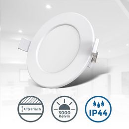 B.K.LICHT LED Einbauleuchte &raquo;BK_EL1274 9er Set Bad Einbauspots, IP44, flache Einbaustrahler&laquo; LED-Modul 9 Stk. Warmwei&szlig; 3.000K, 450Lm, 6W, Kunststoff, 11,5 x 3 