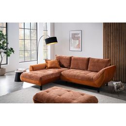 exxpo - sofa fashion Ecksofa &raquo;Bellini, Materialmix oder komplett Struktur, Breite 268cm, bequem&laquo; bequem und modern, Materialmix, L-Form braun B/H/T: 