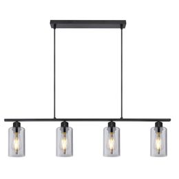 Globo LIGHTING H&auml;ngeleuchte &raquo;HADERA&laquo; E27 1 Stk. Wohnzimmerleuchte schwarz matt, Rauchglas, h&ouml;henk&uuml;rzbar 4, H: 120cm, 1 Stk.