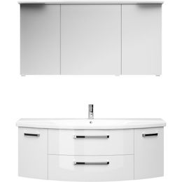 Badm&ouml;bel-Set &raquo;Serie 4010 2-teilig Keramik-Waschtisch mit LED-Spiegelschrank&laquo; Set wei&szlig; Holzwerkstoff B/H/T: 144cmcm x 200cmcm x 49,5cmcm