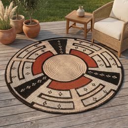 Gino Falcone Teppich &raquo;Outdoor-Africa 44&laquo; rund 5 mm H&ouml;he Flachgewebe, In- und Outdoor geeignet, Wohnzimmer beige Kunstfaser &Oslash; 130cm 1 Stk., 5mm, &Oslash; 130cm