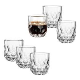 Leonardo Espressoglas &raquo;GOCCE, 90 ml, 6er-Set&laquo; 1. Variante, mit Tropfenrelief transparent Glas &Oslash; 5,2cm x 5,6cm, 90ml, 6 Stk.