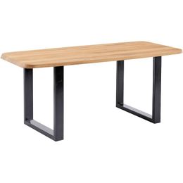 massivline&more Esstisch &raquo;Porto, Vierfu&szlig;tisch, K&uuml;chentisch, Tisch, Esstisch, Holztisch&laquo; 2 Stk. tlg. Platte massiv, Gestell Metall pulverbeschichtet 