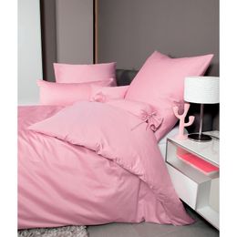 Janine Bettw&auml;sche &raquo;Colors&laquo; 3 Stk. feinf&auml;dige uni Bettw&auml;sche f&uuml;r alle Jahreszeiten, Markenrei&szlig;verschluss rosa Mako-Satin, Obermaterial: 100% Baumwolle B/L: 