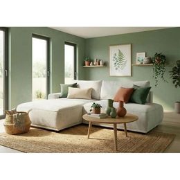 Trendmanufaktur Ecksofa &raquo;Fordon II, Schlafsofa mit Bettkasten, Couch in L-Form, Breite 250 cm&laquo; in Struktur fein LEO, haustierfreundlich, wollwei&szlig;, 