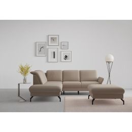 Sit & More sit&more Ecksofa &raquo;Fashion L-Form&laquo; wahlweise mit Kopfteilverstellung und Vorziehsitz, motorisch grau B/H/T: 250cm x 84cm x 207cm, Soft clean, Ottomane 