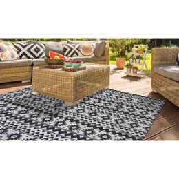 Kayoom Teppich &raquo;Sunny 210&laquo; rechteckig 8 mm H&ouml;he Besonders pflegeleicht. Im Innen- und Au&szlig;enbereich verwendbar. schwarz Polyester B : 120cm 1 Stk., 8mm, L: 