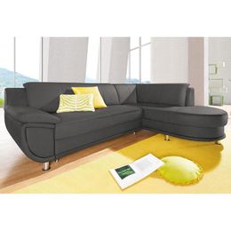 Trendmanufaktur Ecksofa &raquo;Rondo, zeitlos und elegant, bequem, L-Form&laquo; wahlweise mit Federkern, wahlweise mit Bettfunktion grau Softlux -Kunstleder;