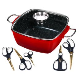 King Br&auml;ter &raquo;7 L, Aluguss&laquo; Set, 5 Scheren: Handarbeit-, Papier-, Haushalt-, Universal- und Multischere, 7 Stk. tlg. Aluminiumguss schwarz &Oslash; 28cm + 