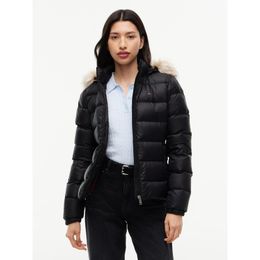 Tommy Jeans Damen Steppjacke &raquo;TJW BASIC HOODED DOWN JACKET EXT&laquo; mit Kapuze mit Logostickerei schwarz XL (42)