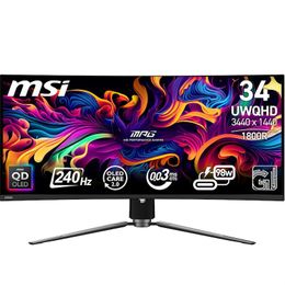 MSI Curved-Gaming-OLED-Monitor &raquo;MPG 341CQPX QD&laquo; 86,8 cm/34 3440 x 1440 px UWQHD 0,03 Reaktionszeit 240 Hz 3 Jahre Herstellergarantie, h&ouml;henverstellbar