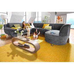 Trendmanufaktur Wohnlandschaft &raquo;Rondo, wahlweine mit Federkern, Breite 320cm, U-Form&laquo; inkl.Federkern und mit Bettfunktion grau Softlux -Kunstleder;
