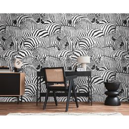Livingwalls living walls Fototapete &raquo;THE WALL III Zebra Tapete Motivtapete Tiere Tiere&laquo; matt glatt Vliestapete Tiere f&uuml;r Schlafzimmer K&uuml;che Wohnzimmer Zebra 