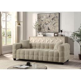 ATLANTIC HOME COLLECTION 3-Sitzer &raquo;Stella Design-Sofa mit Steppung, Bubble-Optik, B: 206cm&laquo; inkl. 2 Zierkissen und mit modernem Teddy Stoff braun B/H/