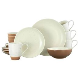 Creatable Kombiservice &raquo;Geschirr-Set Sand Dunes&laquo; Service, handwerklicher T&ouml;pfercharakter, 16 Teile, f&uuml;r 4 Personen beige Steinzeug 16 Stk.
