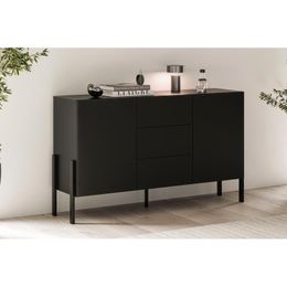 OTTO home Sideboard &raquo;Jukon, Breite 150 bzw.180 cm, moderne grifflose Kommode&laquo; Schubladenschrank 2 T&uuml;ren/3 Schubk&auml;sten, push-to-open-Funktion schwarz B