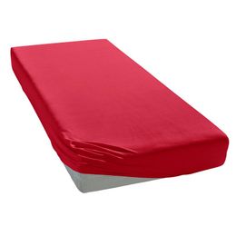 Elegante Spannbettlaken &raquo;Mako-Jersey&laquo; in hochwertiger Qualit&auml;t mit Elasthan-Anteil rot Mako-Jersey, Obermaterial: 97% Baumwolle, 3% Elasthan 1 Stk., Mako-