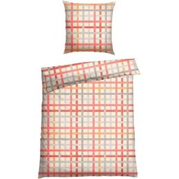 Schiesser Bettw&auml;sche &raquo;Luiza aus weicher Baumwolle mit h&uuml;bschem Karomuster&laquo; 2 Stk. MADE IN GREEN by OEKO-TEX orange Renforc&eacute;, Obermaterial: 100% Baumwolle B/L: 