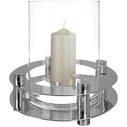 Fink Windlicht &raquo;RICARDO&laquo; aus mundgeblasenem Glas silber Metall B/H/T: 9cm