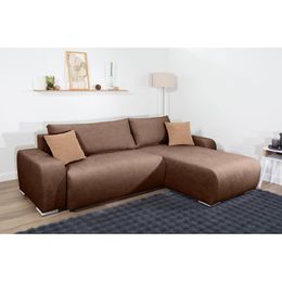 Collection AB Ecksofa &raquo;Pia L-Form, B: 237 cm&laquo; Schlaffunktion, Bettkasten & 2 Zierkissen, Federkern braun 100%Polyester B/H/T: 237cm x 41cm x 169cm, 