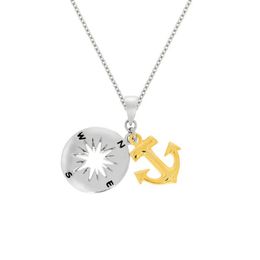 Firetti Damen Kette mit Anh&auml;nger &raquo;Geschenk Silber 925 Halsschmuck Halskette Ankerkette Windrose Anker&laquo; gold Silber 925 (Sterlingsilber), L: 45 B: 