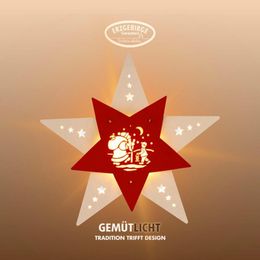Weigla Dekostern &raquo;LED Knecht Ruprecht, Fensterbild, WEIẞ-ROT, Made in Germany&laquo; Erzgebirge garantiert, Weihnachtsdeko Innen, Weihnachtsbeleuchtung beige 