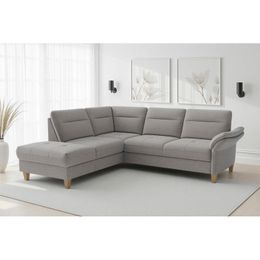 Sit & More sit&more Ecksofa &raquo;Pamela, B: 218 cm, L-Form, wahlweise mit Schlaffunktion und Bettkasten&laquo; mit Federkern und Liegefl&auml;che aus Originalstoff grau 100% 