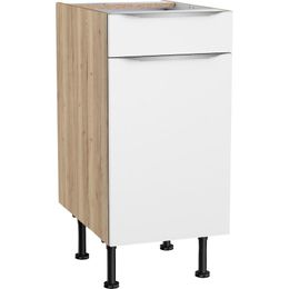 KOCHSTATION Unterschrank &raquo;KS-Aken&laquo; wei&szlig; wildeiche Nachbildung, B/H/T: 40cm x 87cm x 58,4cm