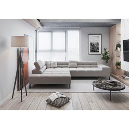 Home Affaire Ecksofa &raquo;Ancona New, wahlweise motorische Sitztiefenverstellung, auch in Cord&laquo; feine Steppung, mit Kopfteilverstellung, 3 Zierkissen, L-