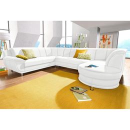 Trendmanufaktur Wohnlandschaft &raquo;Rondo, wahlweine mit Federkern, Breite 320cm, U-Form&laquo; inkl.Federkern und mit Bettfunktion wei&szlig; Softlux -Kunstleder;