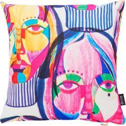 done. Dekokissen &raquo;Velour Print Women Faces&laquo; Beidseitig bedruckte Kissenh&uuml;le ohne F&uuml;llung, 1 St&uuml;ck bunt Polyester B/L: 45cm x 45cm, 1 Stk.