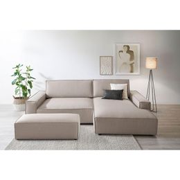 OTTO home Polsterecke &raquo;SHERWOOD XXL tief, L-Form, Schlaffunktion, Bigsofa, Cord, Leinenoptik&laquo; stellbar zum Schlafsofa (Krokodilverbinder), Cord, 