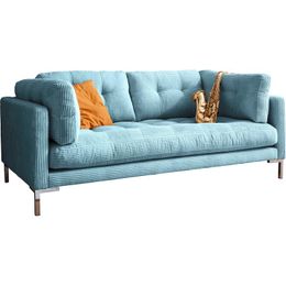 Trends by HG 2-Sitzer &raquo;Landau&laquo; in Cord-Stoff mit Metallfu&szlig; blau B/H/T: 183cm x 75cm x 92cm, Cord