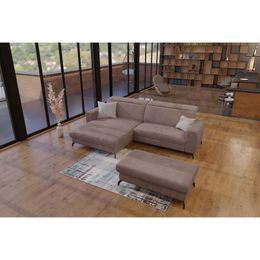 Sit & More sit&more Ecksofa &raquo;Bolero L-Form&laquo; grau 95%Polyester 5%Polyamid B/H/T: 290cm x 88cm x 178cm, Struktur weich, Recamiere links, ohne Kopfteilverstellung,