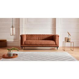 Home Affaire 2-Sitzer &raquo;Chamby&laquo; mit Holzrahmen unten und Steppung im Lehnenbereich braun Luxus-Microfaser Lederoptik (100% Polyester), Scheuertouren: 