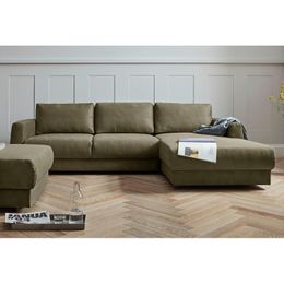 OTTO home Ecksofa &raquo;Hobro L-Form&laquo; in 3 Bezugsqualit&auml;ten in vielen Farben gr&uuml;n Luxus-Microfaser Lederoptik (100% Polyester);Struktur grob (100% 
