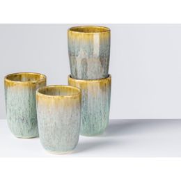 gipfelst&uuml;ck Becher &raquo;Flussufer&laquo; au&szlig;ergew&ouml;hnlicher, visueller Farbverlauf, 350 ml, 4er Set blau Steinzeug 350ml, 4 Stk.